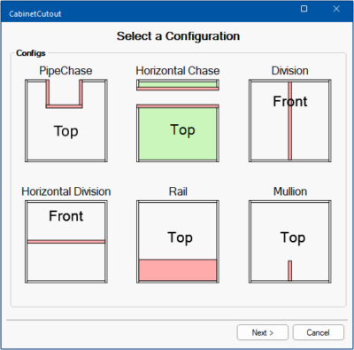 Horizontal Pipe Chase - CabMaster Software